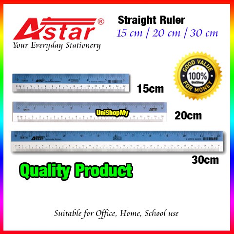 15cm / 20cm / 30cm Astar Straight Ruler Plastic (6" / 8" / 12") - Pembaris | Shopee Malaysia