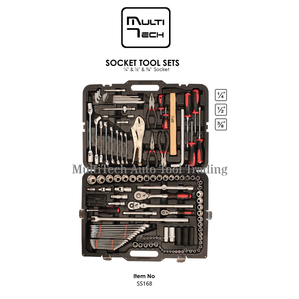 Adachi Socket Tools Set 1/4" & 1/2" & 3/8" Socket 168pcs | Shopee Malaysia