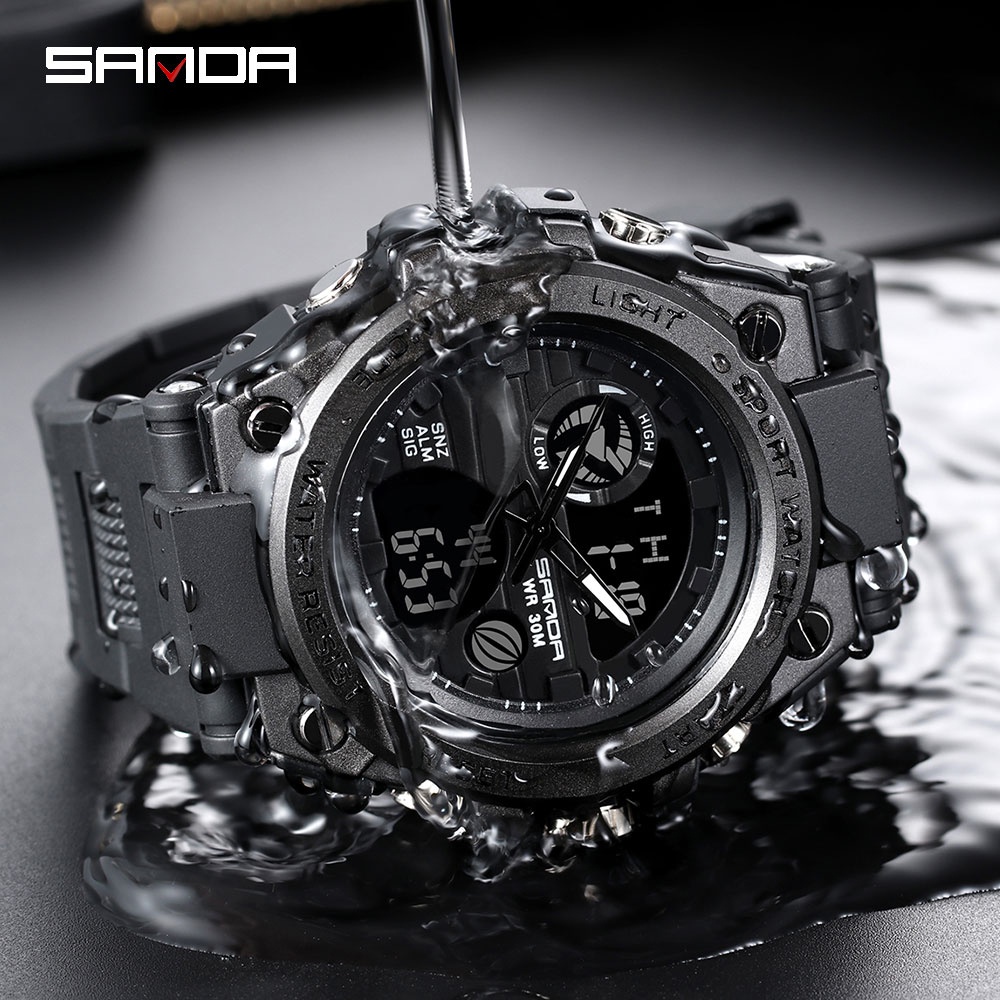 SANDA Top Luxury Brand Men Fashion Sport Watch Waterproof Chronograph ...