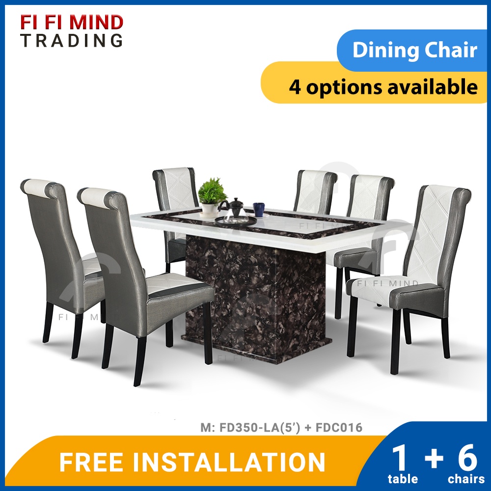 Migle Marble Dining Set/ Marble Dining Table/ Meja Makan 6 Kerusi/ Meja ...