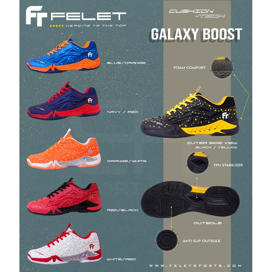 SportHub Felet Galaxy Boost Badminton Shoes 100% Ori By Fleet | Shopee ...
