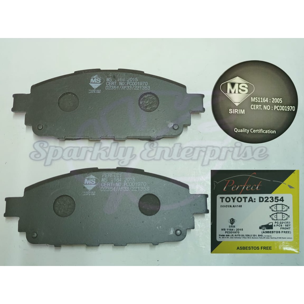 FRONT BRAKE PAD D2354 TOYOTA INNOVA AN140 | Shopee Malaysia