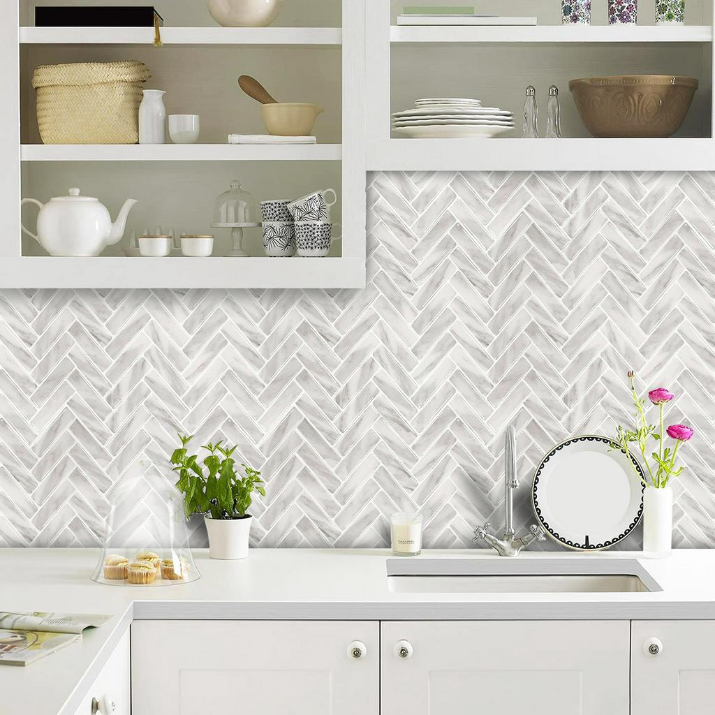 1pc Modern White Tile Sticker, 12x12 Inch Removable Tile Wall Sticker ...