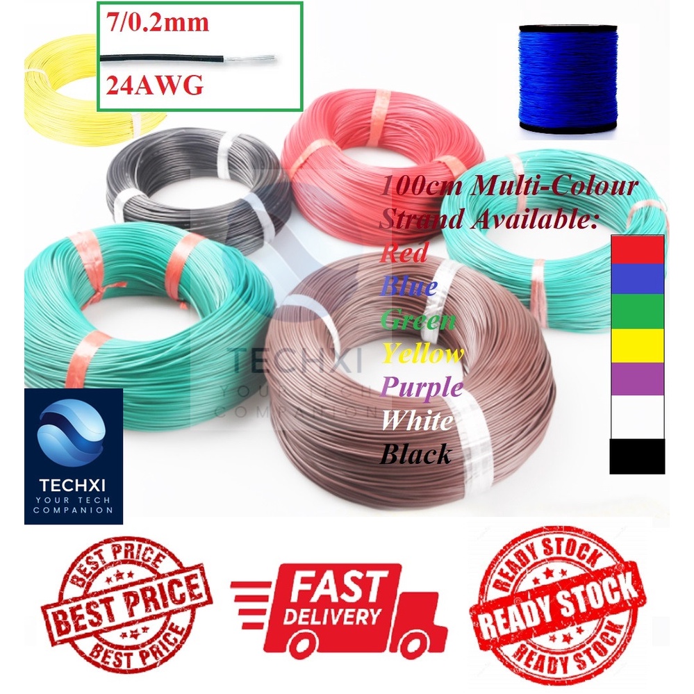 [1 Meter] General Purpose Wire Cable Strand Signal Wire, Tinned Copper 100CM FF46-1A200 (0.7/2mm ...