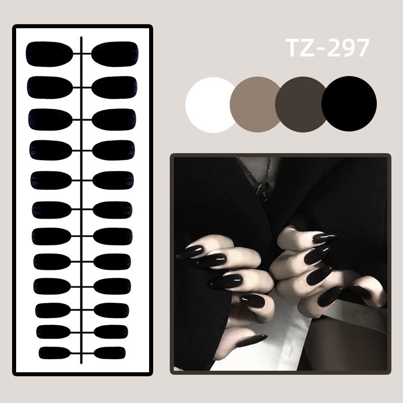【with Nail Jelly Glue】short Fake Nails Reusable Nail Stickers Fashion Nail Art Fake Nails