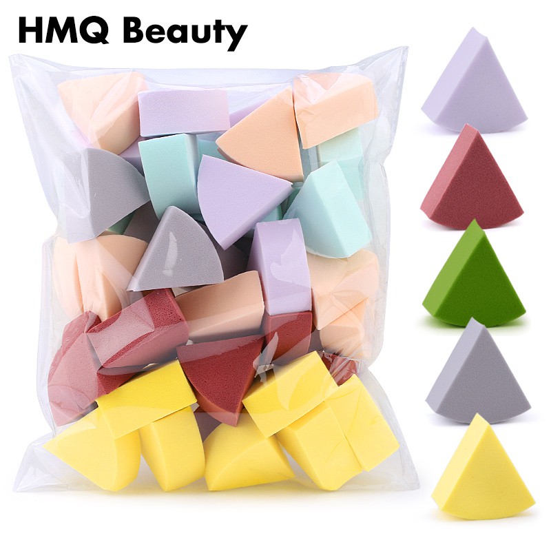 20/50 Pcs Triangle Makeup Blender 7 Colors Liquid Foundation Powder Wet ...