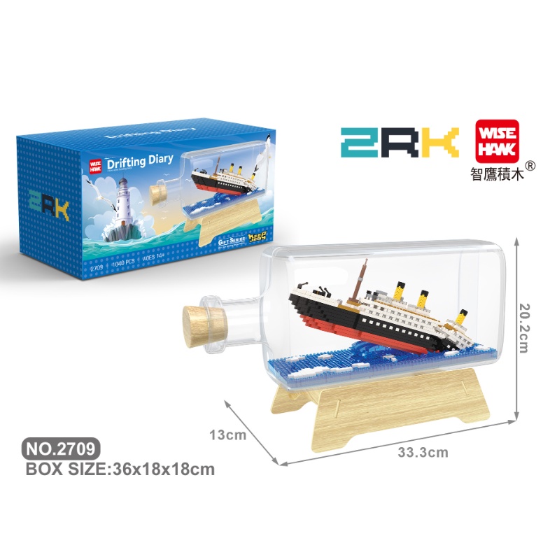 Lego Nanoblock small particle model assembly toy Titanic in a bottle ...