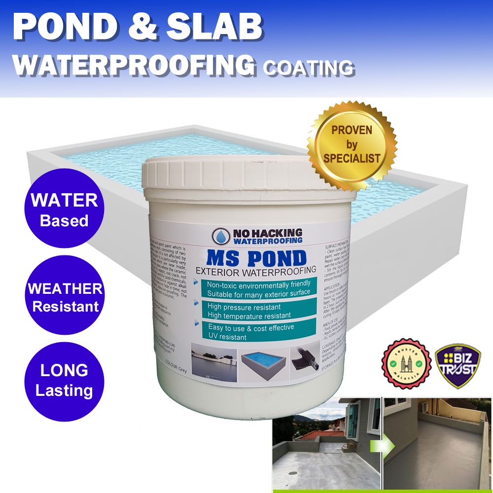 【POND】Waterproofing MS POND Sealer Paint for Pond, Pool, Slab, Crack ...