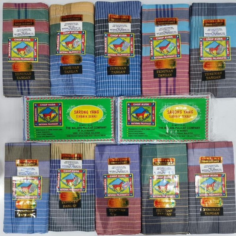 KAIN SARUNG PELIKAT COTTON INDIA CHOP KUDA BENANG 10000 TENUNAN TANGAN ...