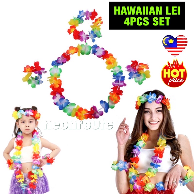4pc Hawaiian Flower Leis Garland Set | Shopee Malaysia