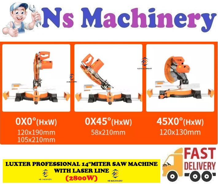 Luxter Professional 14"Miter Saw Woodworking Machine With Laser 2800w ...