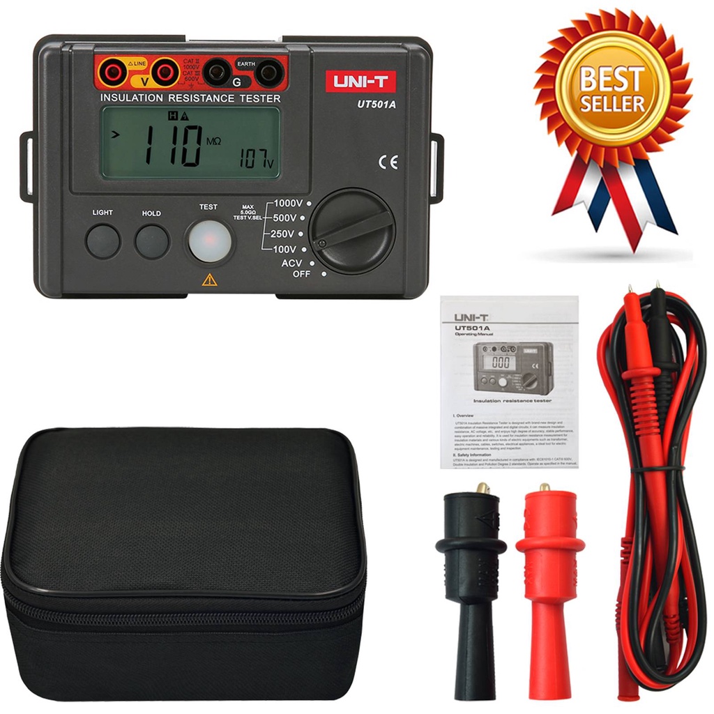 UNI-T UT501A 1000V Insulation Earth Ground Resistance Meter Megger Auto ...