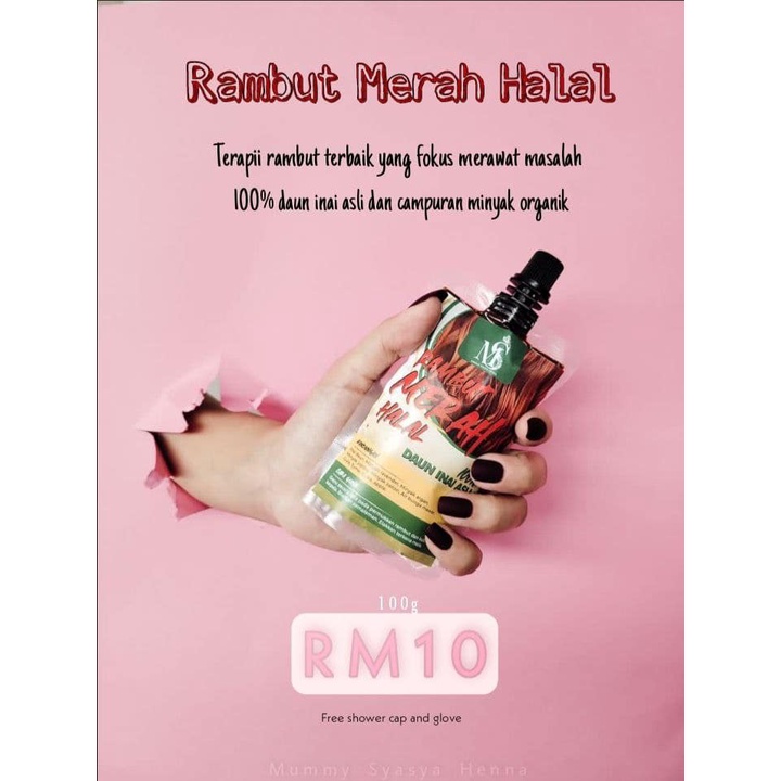 READY STOCK !!! PEWARNA INAI RAMBUT MERAH HALAL (MESRA WUDUK) | Shopee ...
