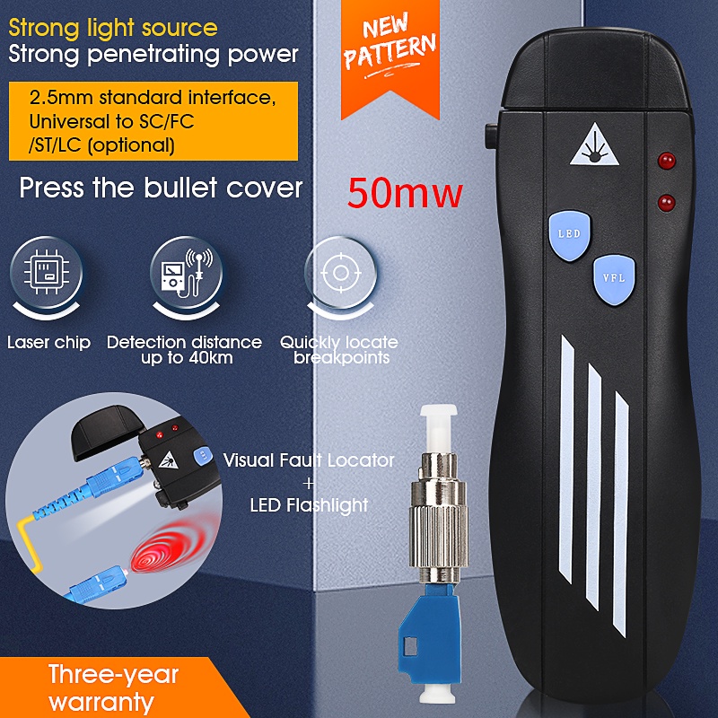 Mini Visual Fault Locator 50km VFL Optical Fiber Cable Tester Fiber ...