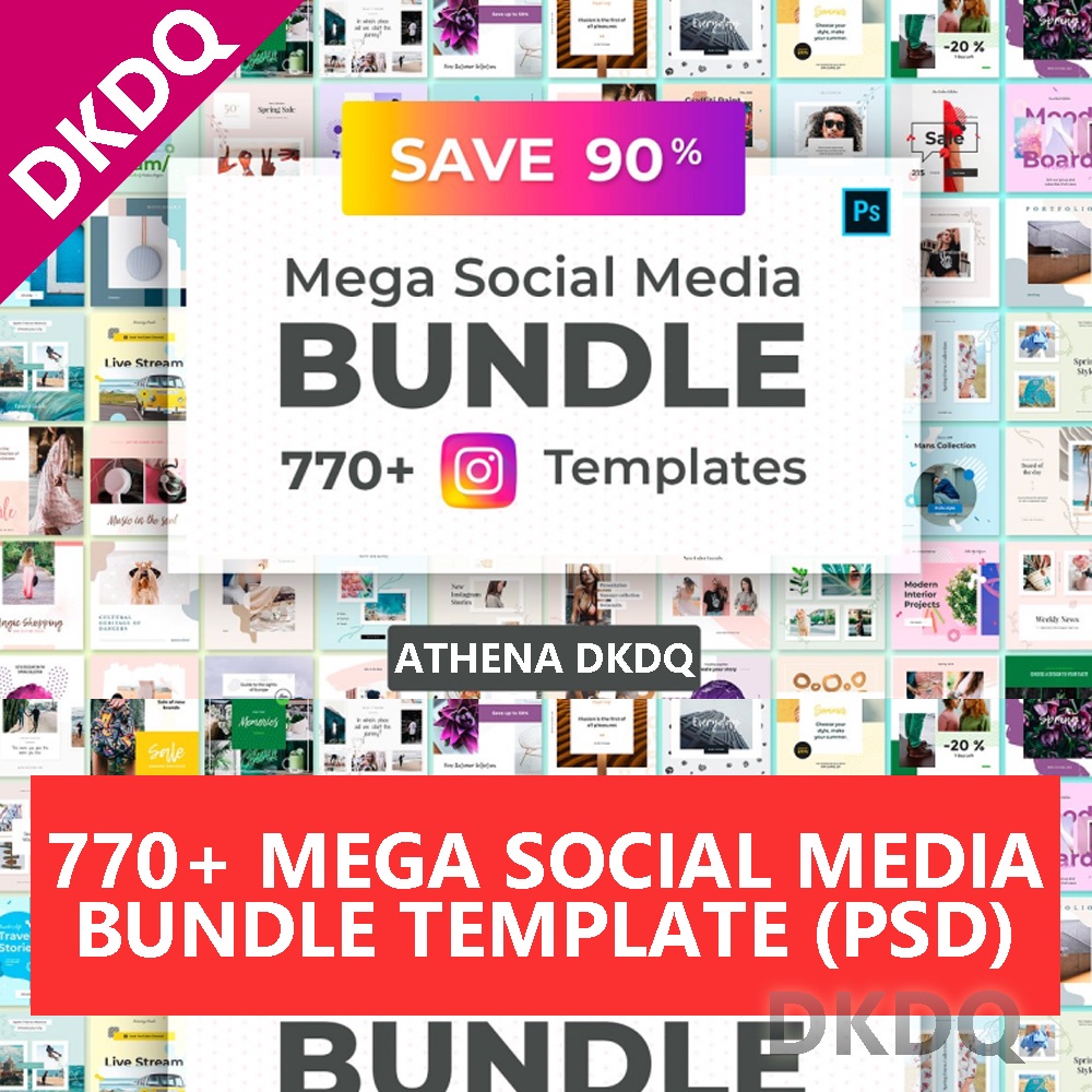 👾 770 Social Media Bundle Design Template Background ATHENA0270 PSD ...