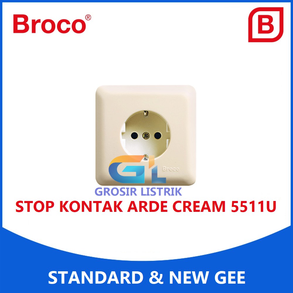 Broco New Gee Stop Kontak Arde Cream 5511U (Socket 2P) 5511U-11 ...