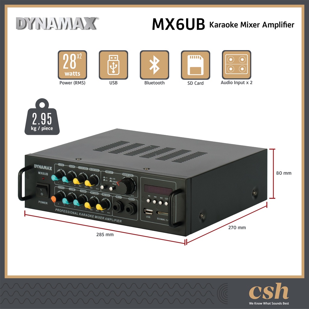 DYNAMAX MX6UB Karaoke Amplifier Mixing Amplifier Stereo Amplifier with ...
