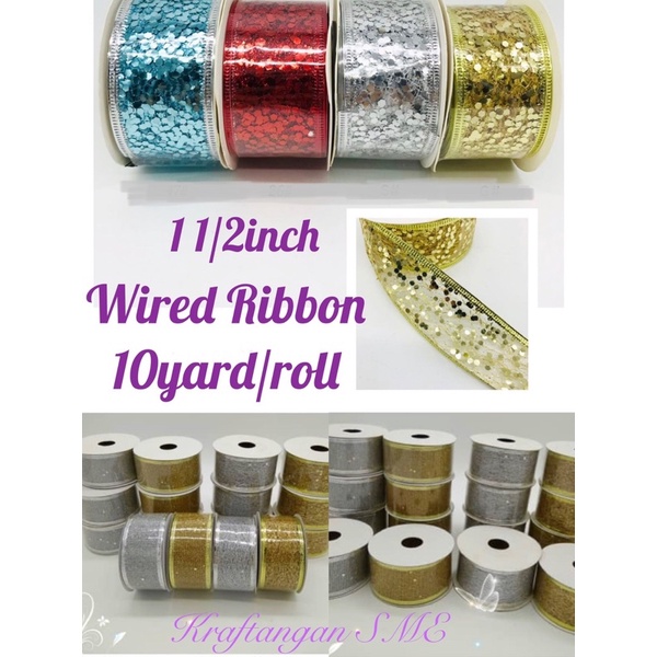 Wired Ribbon/ Riben Dawai/ Net/ 1.5inch 10yard/ Hantaran/ Hadiah Gift ...