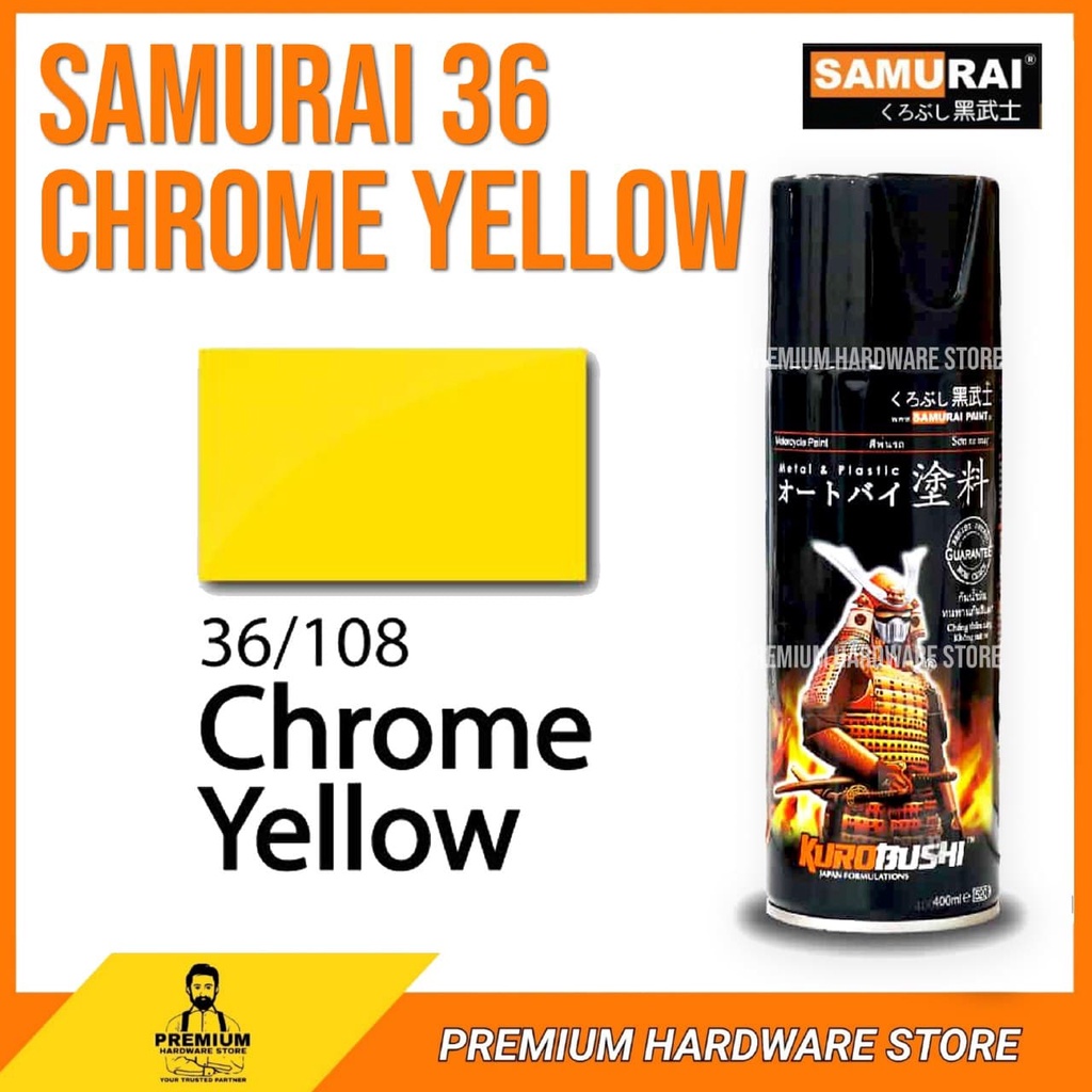 Samurai 36 Chrome Yellow Standard Spray 400ml | Shopee Malaysia