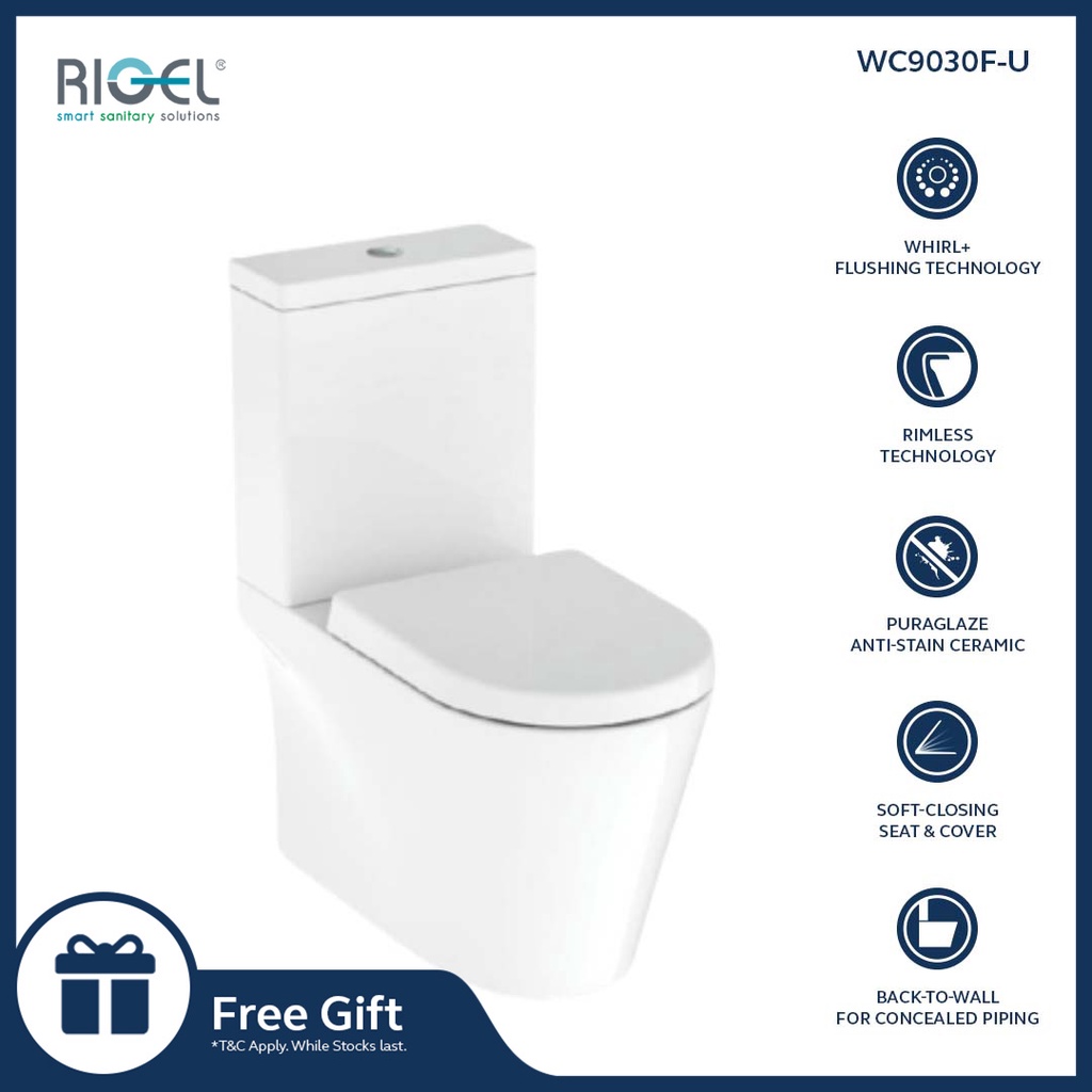 [P.O] RIGEL Ceramic Toilet Closed Coupled Water Closet WC9030F-U ...