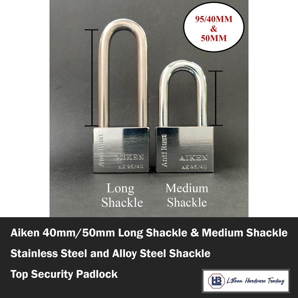 Aiken 40mm/50mm Long Shackle & Medium Shackle| Stainless Steel and ...