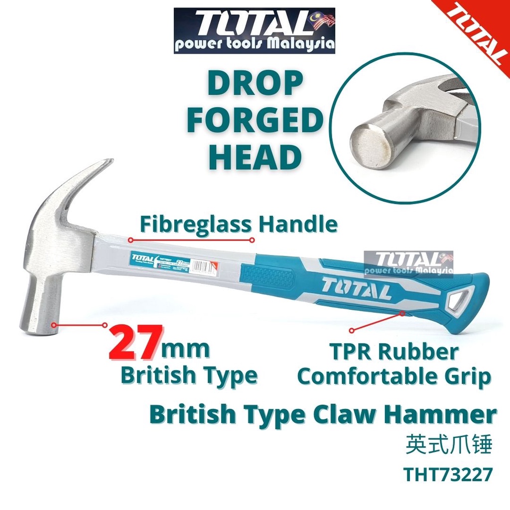 TOTAL British Type Claw Hammer 27mm 英式爪锤 - THT73227 | Shopee Malaysia