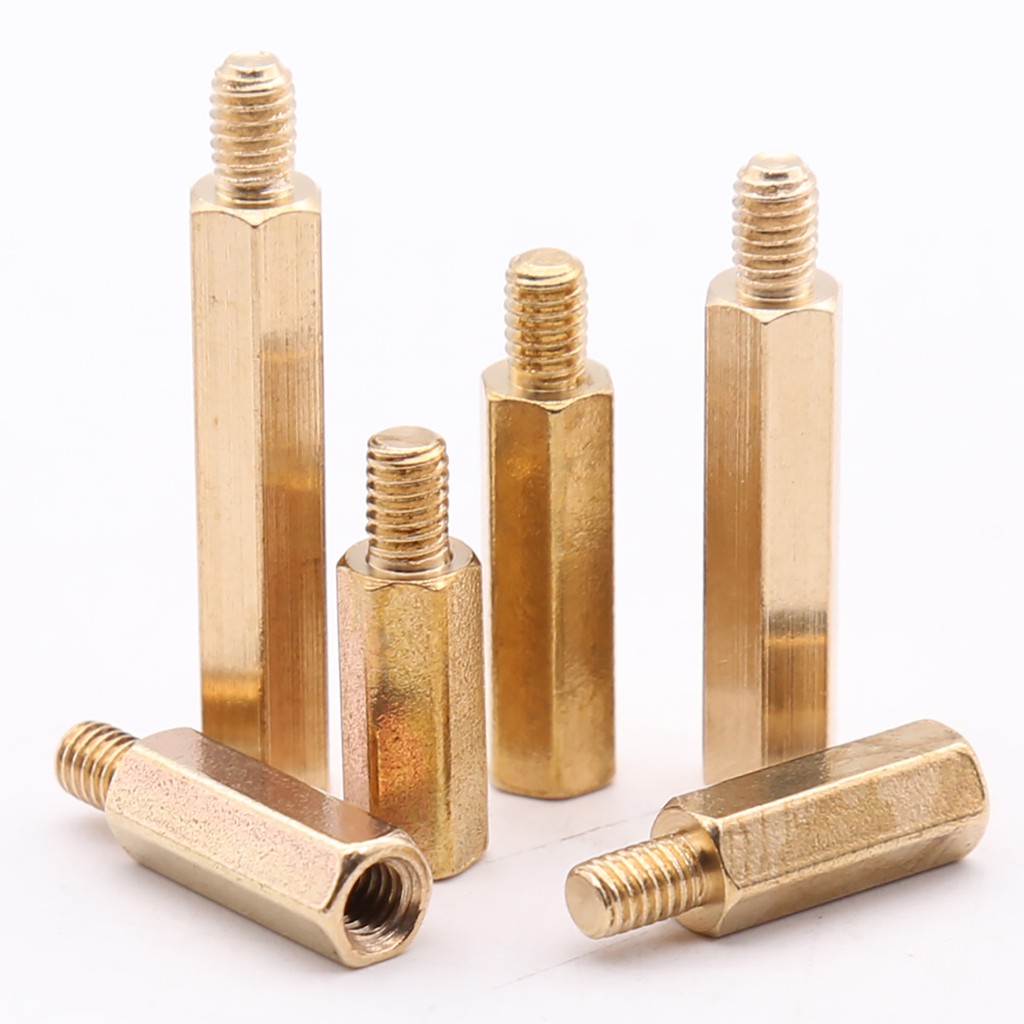 M3 Solid Brass Male Female Spacer Stud Hex Standoff Screws Nuts ...