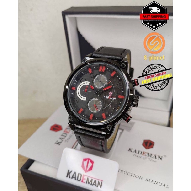 🇲🇾Ready stock🇲🇾 KADEMAN k9031 Sport Watch Men Quartz Watch Full Leather ...