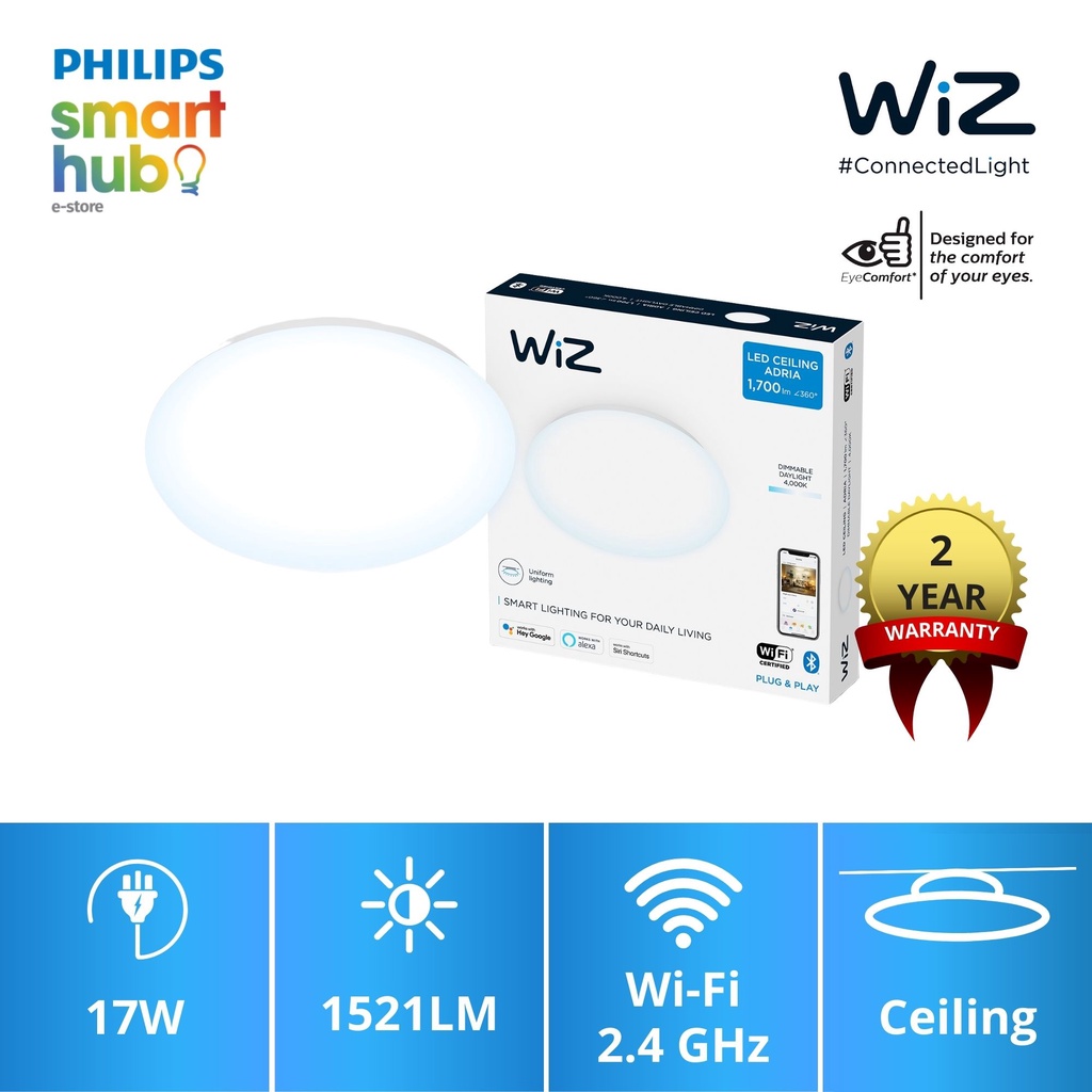 Philips WiZ Smart Adria Ceiling Light 17W Dimmable (6500K) | Shopee ...