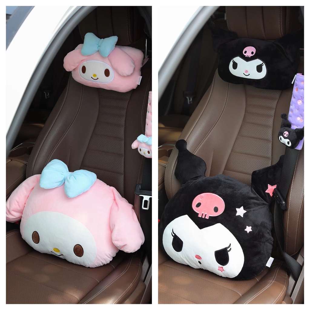 Cute Sanrio My Melody Headrest Seat Belt Cover Kuromi Back Cushion Car ...
