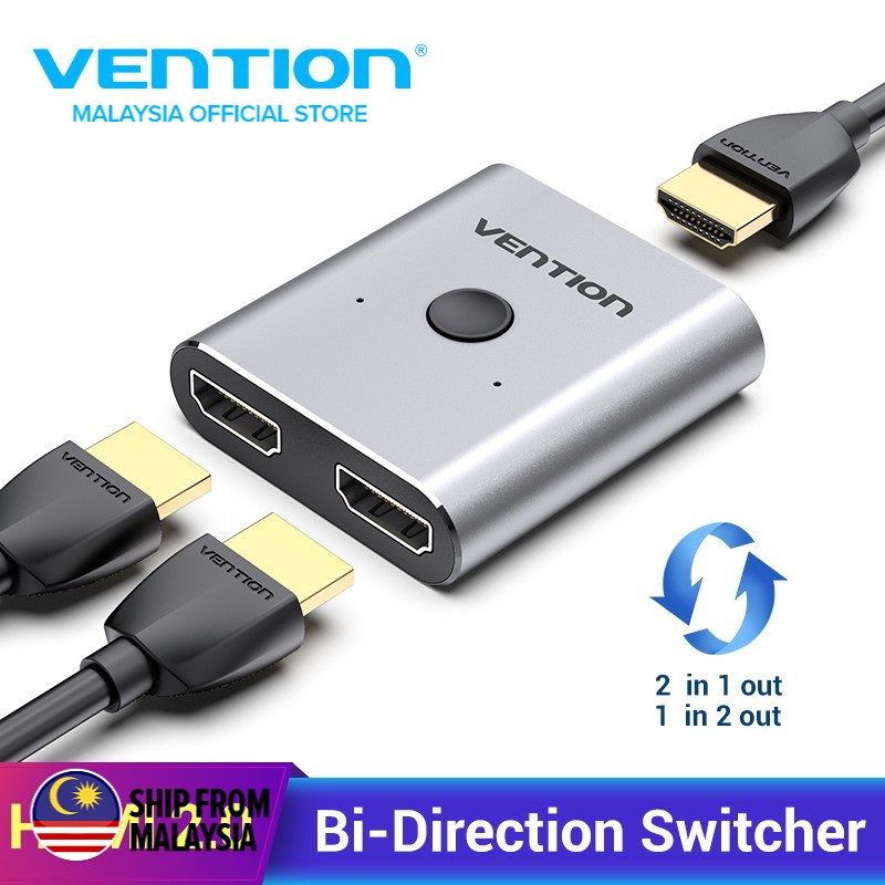 Vention HDMI Switcher 4K HDMI Switch Bi-Directional 1 in 2 Out Switcher ...