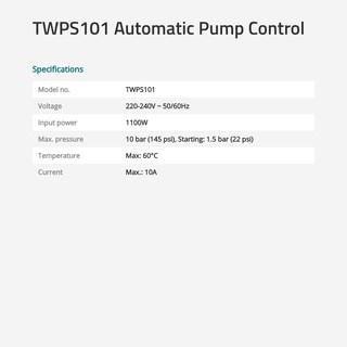 TOTAL Automatic Pump Control (1100W/Max Pressure 10 Bar/145 psi/Water ...