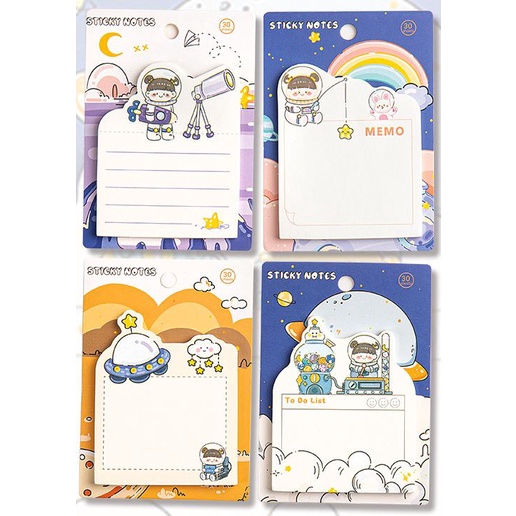 Fancy and Adorable Cartoon Sticky Notes Animal/Astronaut Colourful ...