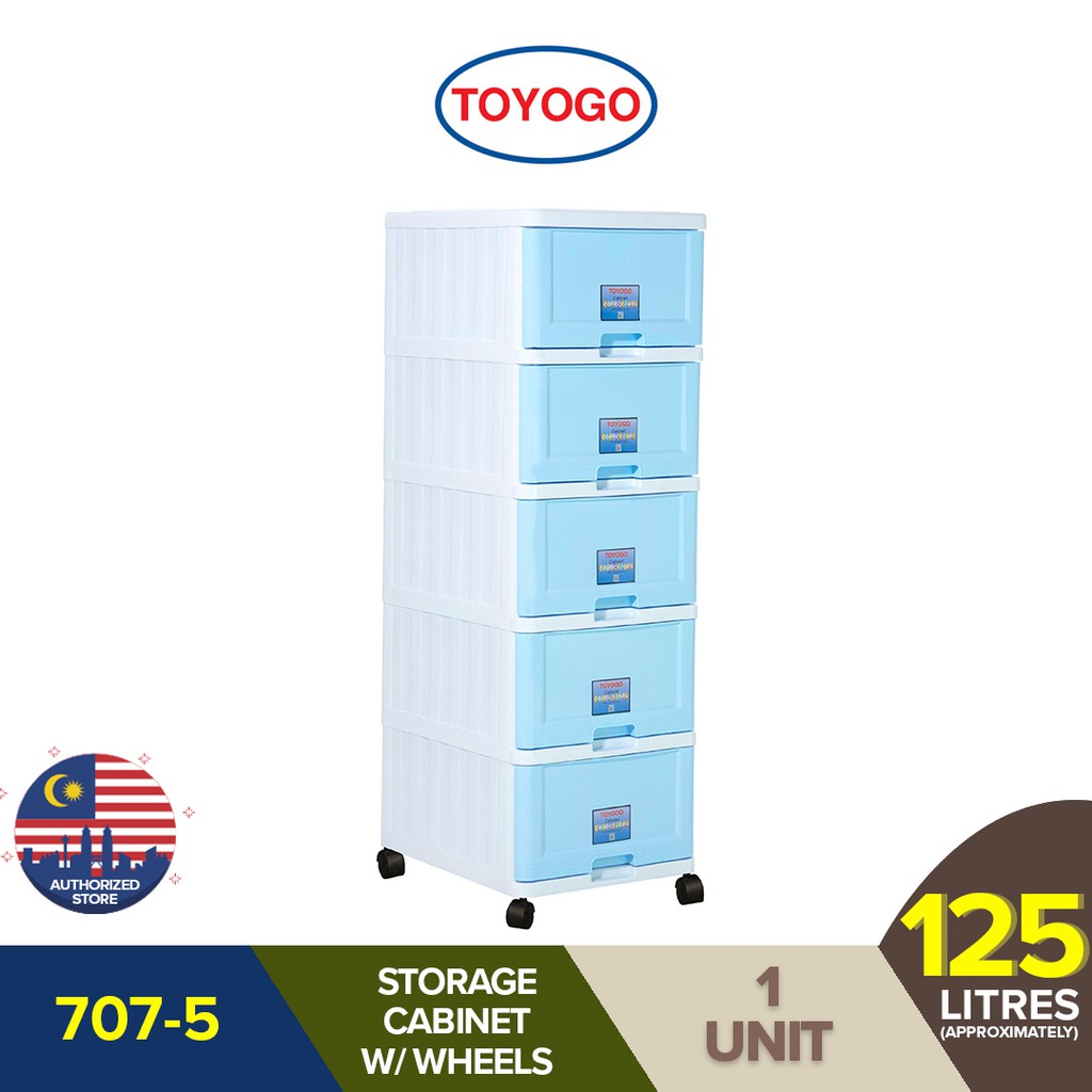 TOYOGO 5 Tiers Wide Storage Drawers with Wheels 707-5 (125L) [1 unit/2 ...