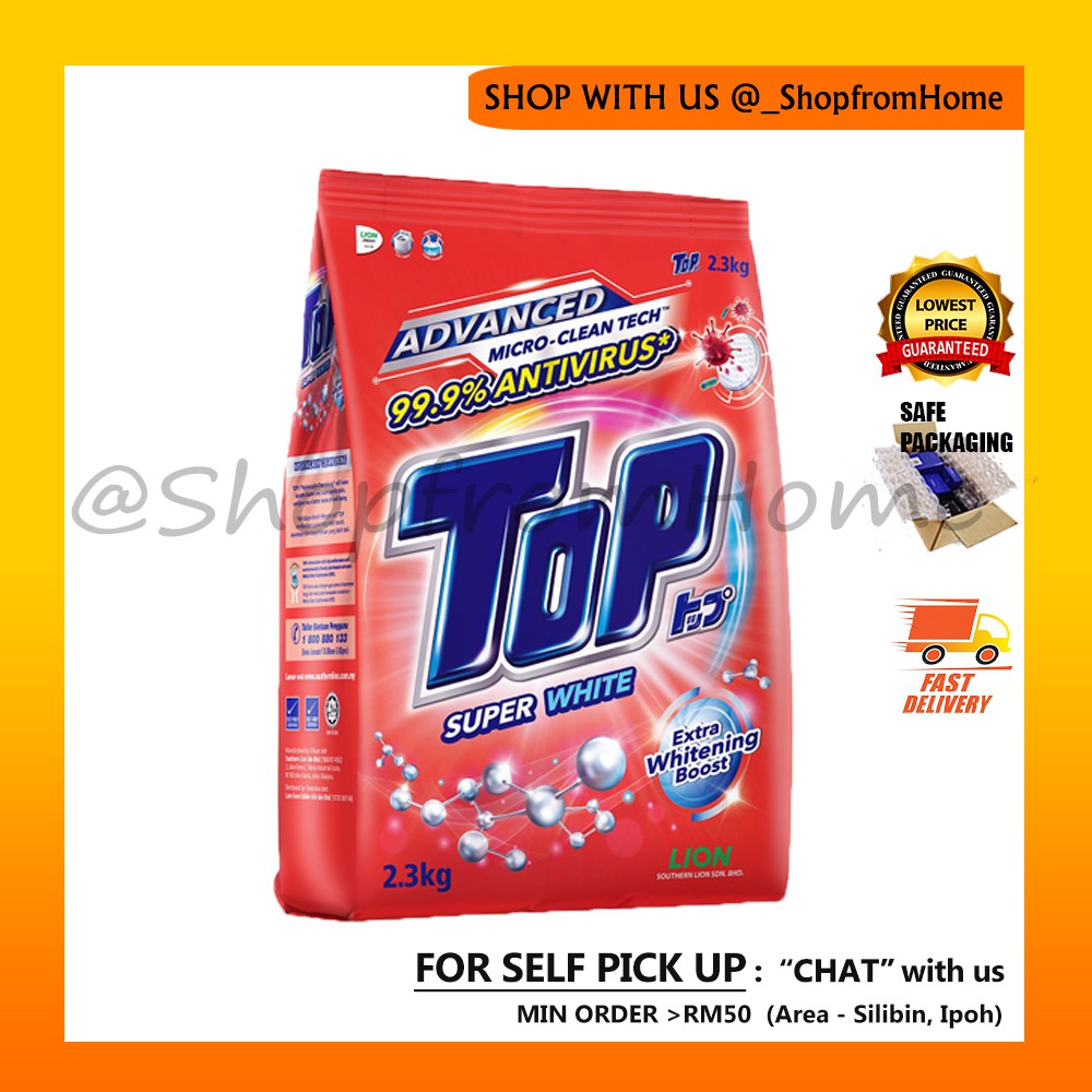 TOP Powder Laundry Detergent - Super White (2.3kg) | Shopee Malaysia