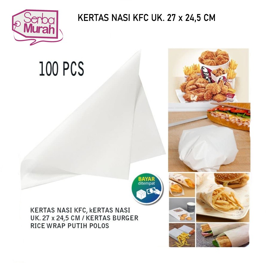 Kfc RICE PAPER / PLAIN BURGER PAPER UK. 27 x 245 CM 100 PCS | Shopee ...