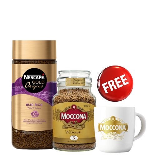 NESCAFE Gold Alta Rica Coffee 100g + Moccona Classic Medium Roast No. 5 ...