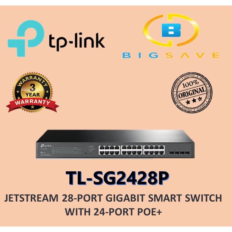 TP-LINK TL-SG2428P JETSTREAM™ 28-PORT GIGABIT SMART SWITCH WITH 24-PORT ...