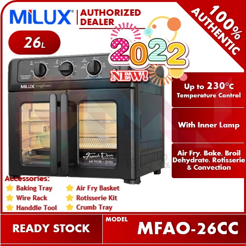 Milux 26L | 7 Function Air Fryer + Oven MFAO-26CC | Shopee Malaysia