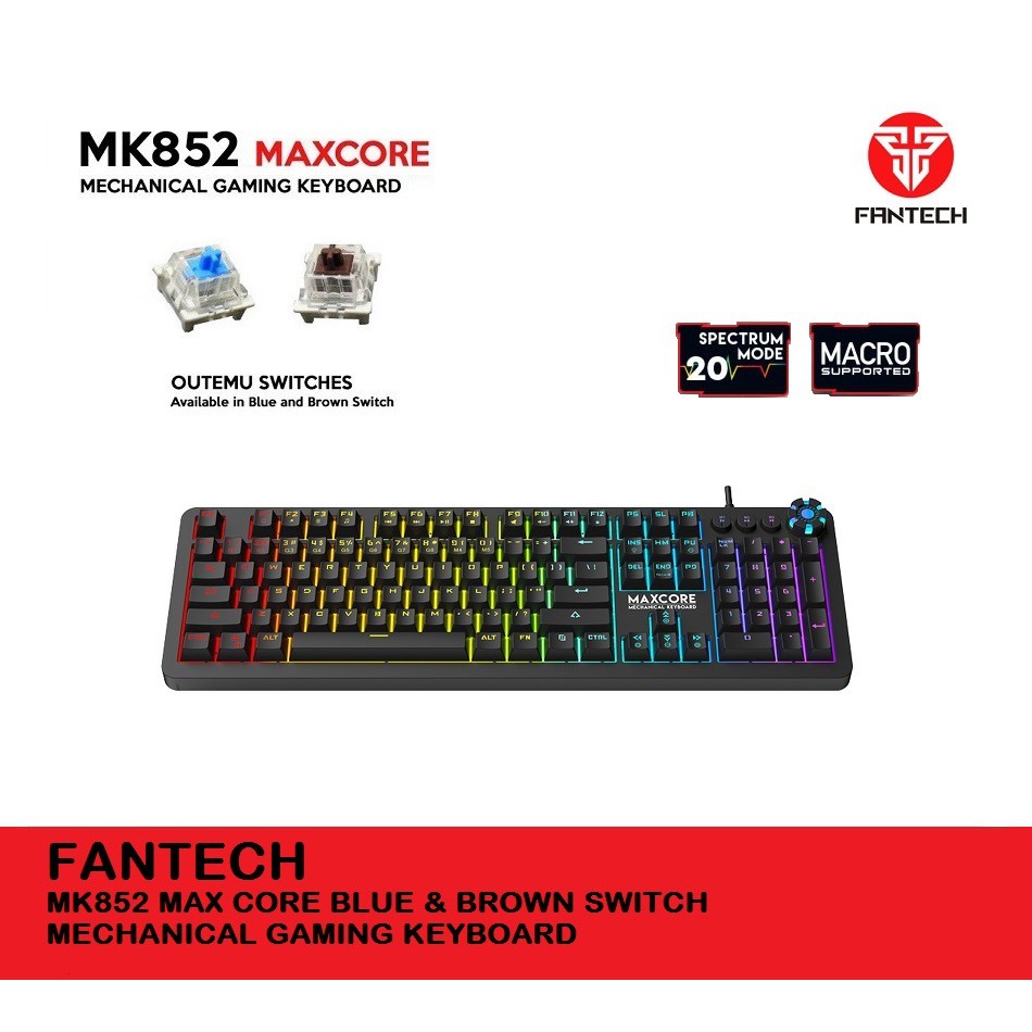 ORI FANTECH MK852 MAX CORE RGB MECHANICAL SWITCH GAMING KEYBOARD - 104 ...