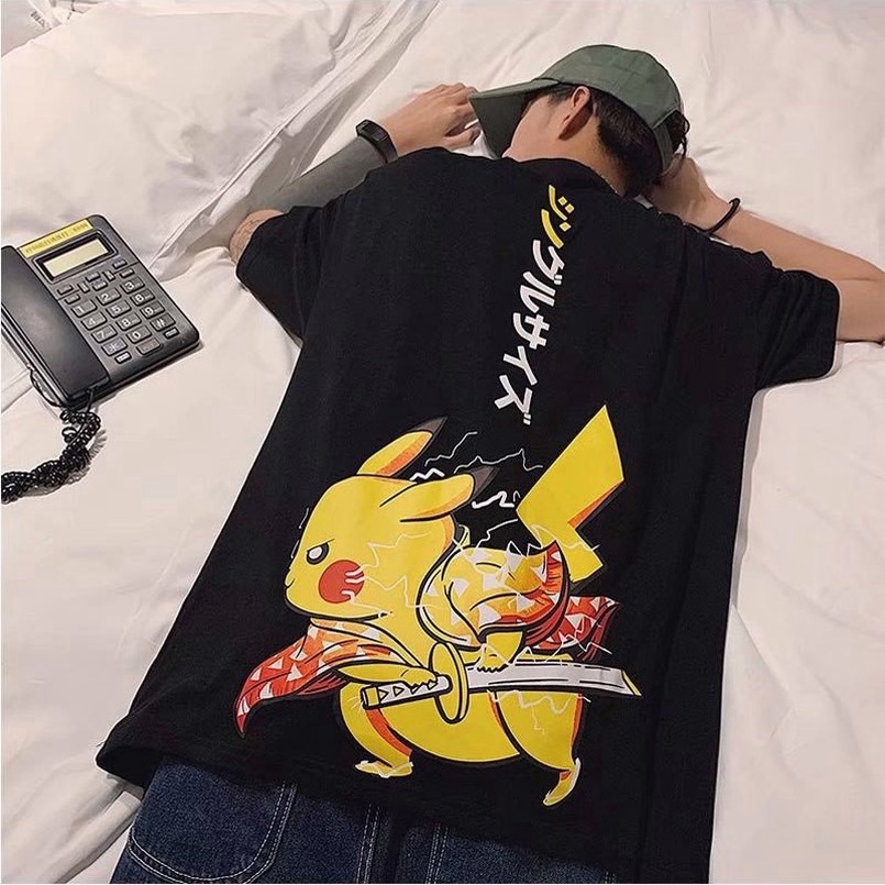 2020 Plus Size Oversize Loose T shirt Japanese Anime Pikachu Shirts ...