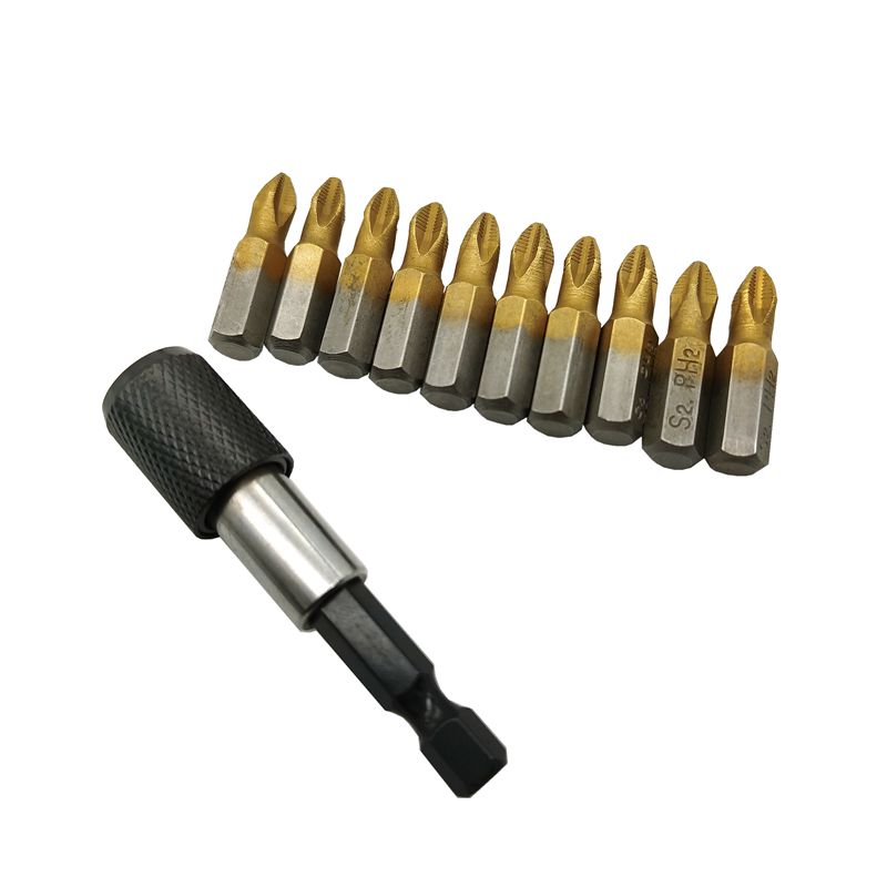 Krachtige 10pcs 25mm 1/4" Shank Anti Slip PH2 Titanium Coated Screwdriver Drill Bits + Quick ...