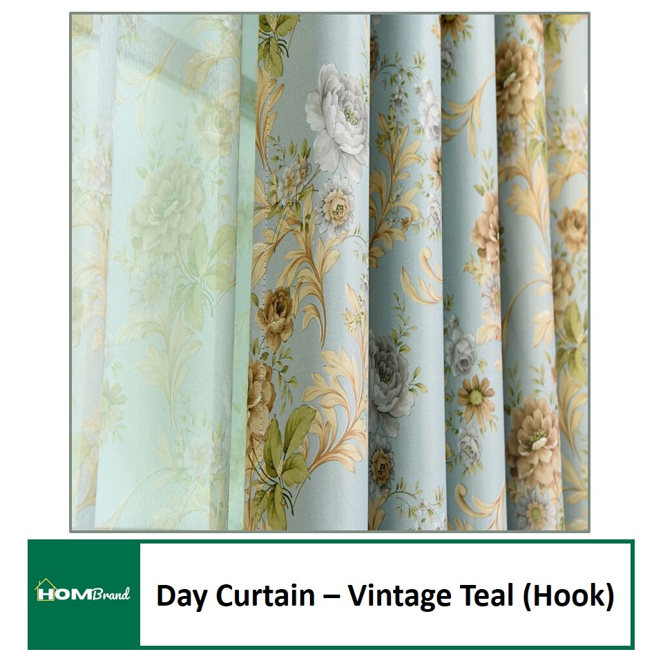 Hombrand Vintage Flower Teal Red Pink Sheer Curtain | Day Night Curtain ...