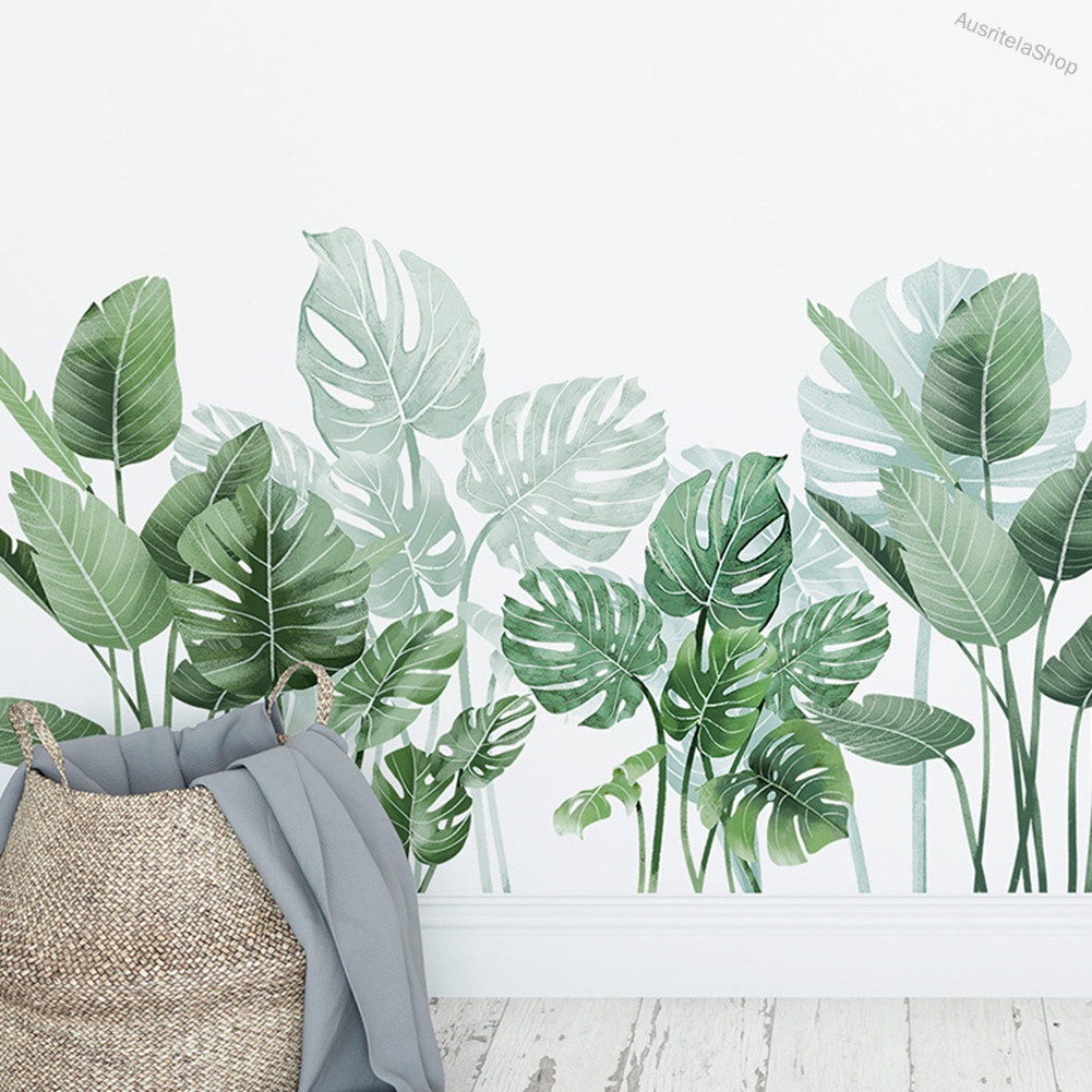 [Ready Stock] Green Leaves Plant Wall Stickers Decal Nursery Decor Art ...
