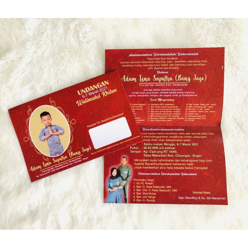 Maroon Circumcision Invitation Using Photo | Shopee Malaysia