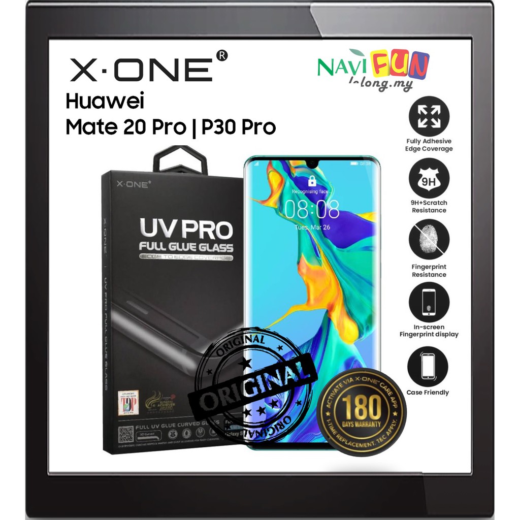 X-One® (Ori) UV Pro Full Loca UV Glue Tempered Glass For Huawei P30 Pro | Mate 20 Pro [Clear ...