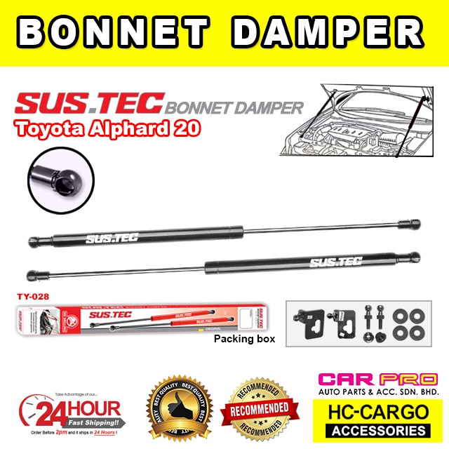 Toyota Alphard AH20 10 - 15 Sustec Front Hood Bonnet Damper Gas Lifter ...