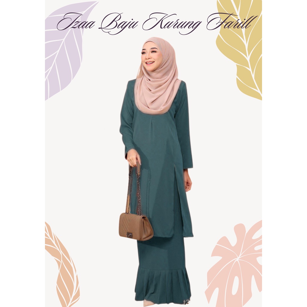 BAJU KURUNG IZAA FIRILL LONG MUSLIMAH DRESS BAJU RAYA 2022 COMO CREPE ...
