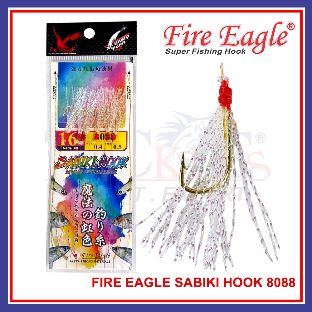 (6pcs) Fire Eagle Sabiki Hook 8088 Fishing Hook Matakail Pancing ...