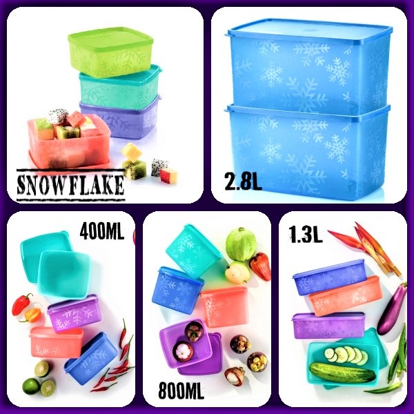Tupperware Snowflake Square Round Set 400ml / 800ml / 1.3L / 2.8L ...